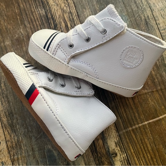 Keds | Shoes | Pro Keds White Baby Faux Leather High Top Lace Up Velcro ...